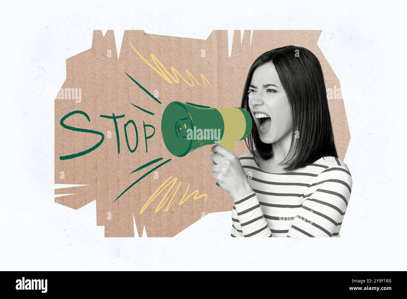 Composite trend artwork sketch image photo collage of young woman hand ...