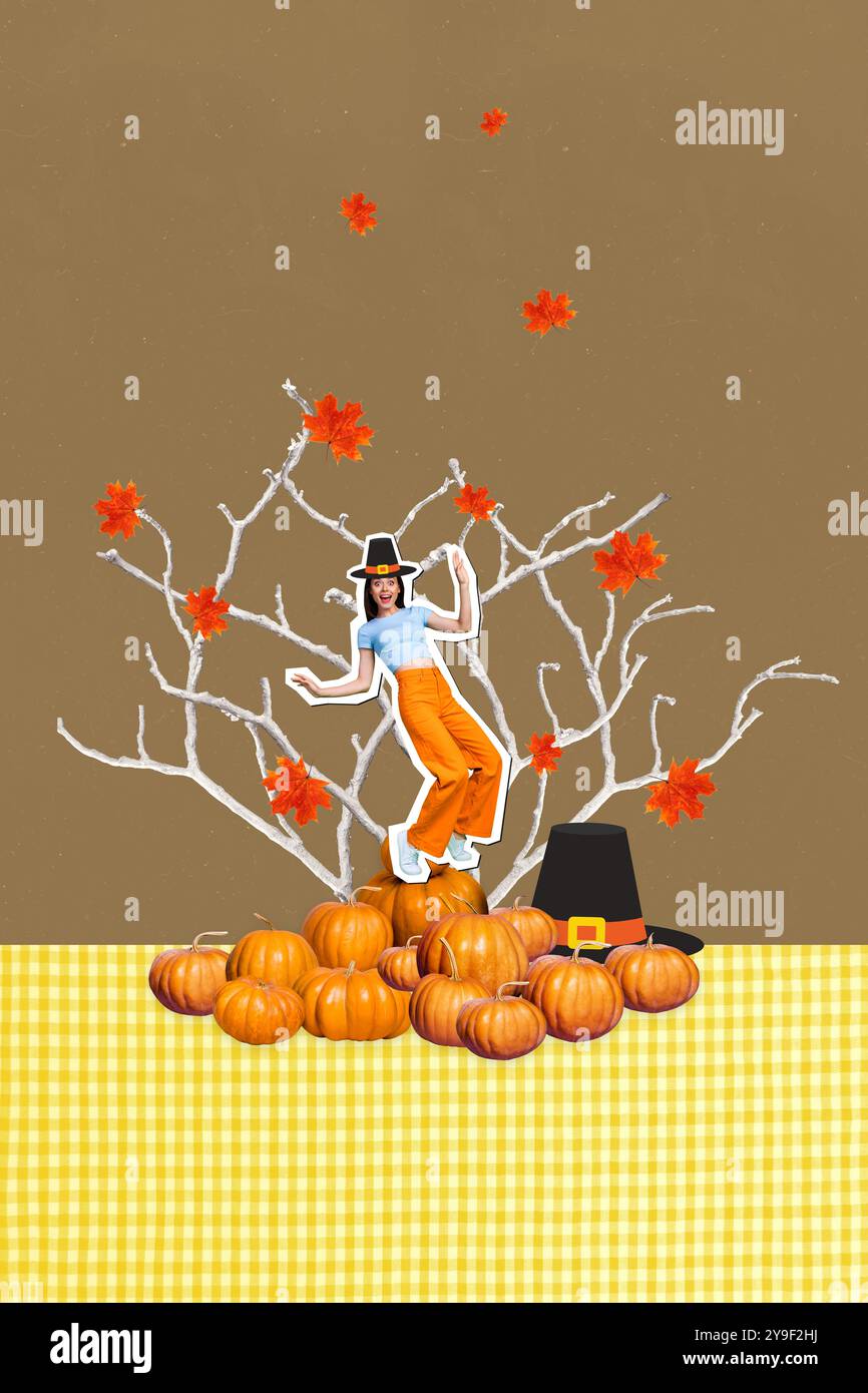 Composite trend artwork sketch image collage of autumn thanksgiving day ...