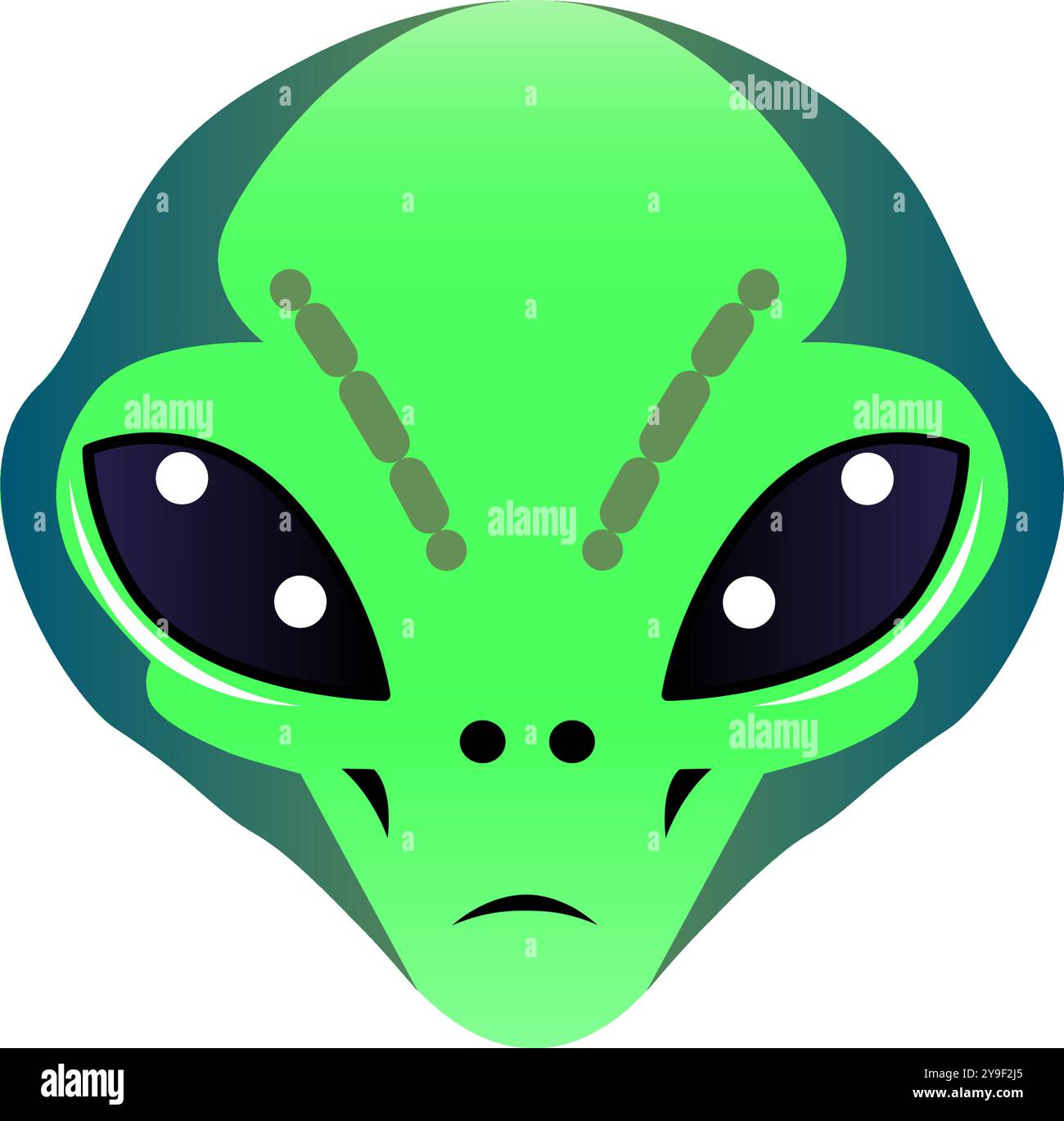 Green face of an alien isolated in front of a white background Stock ...