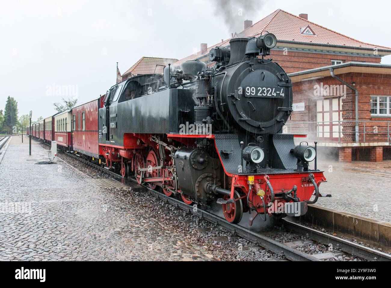 99 2324-4 narrow gauge steam locomotive at Kuhlungsborn-west station Stock Photo - Alamy