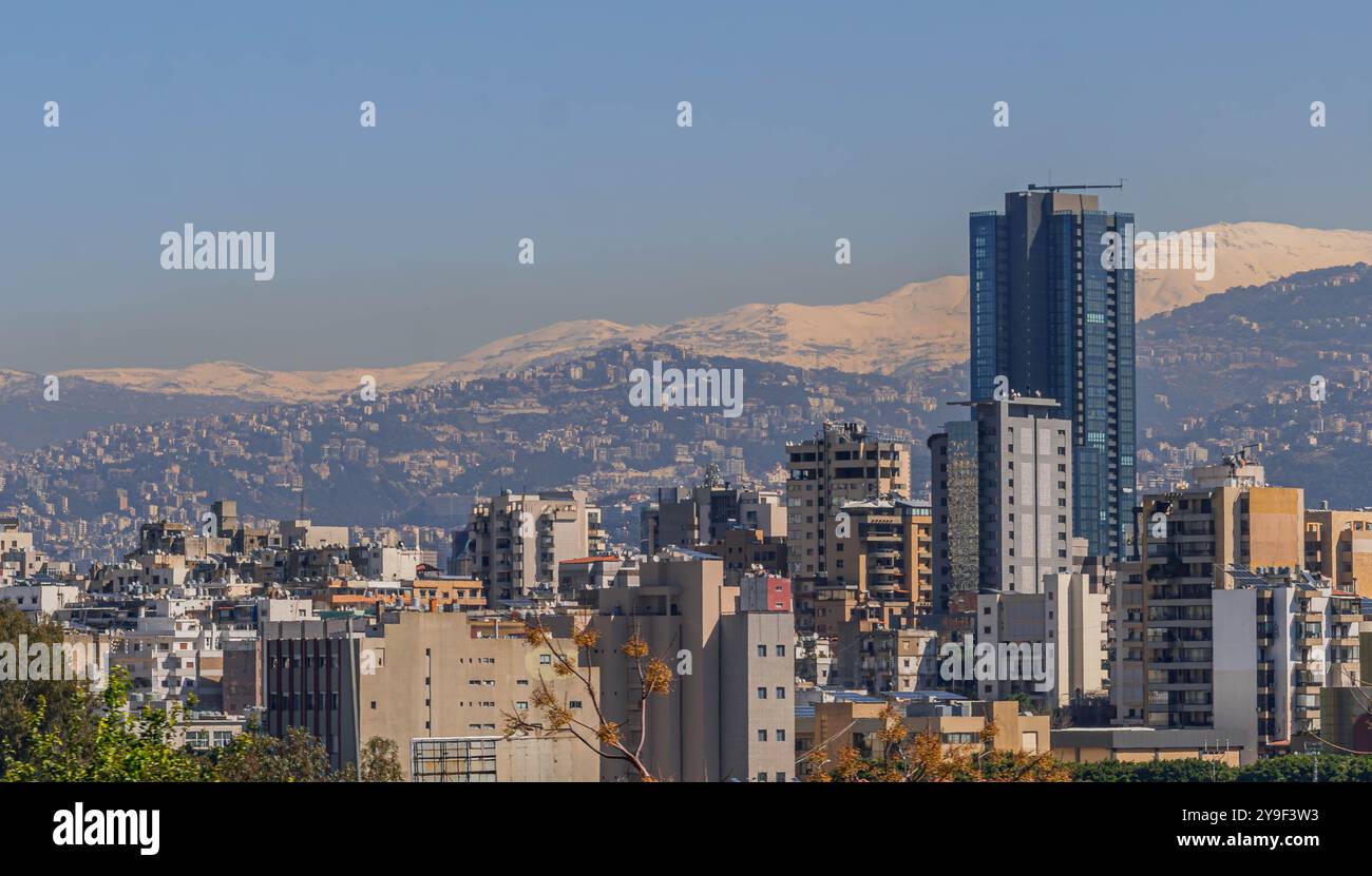 The Beirut panorama view in Lebanon, with the modern skyscrapers ...