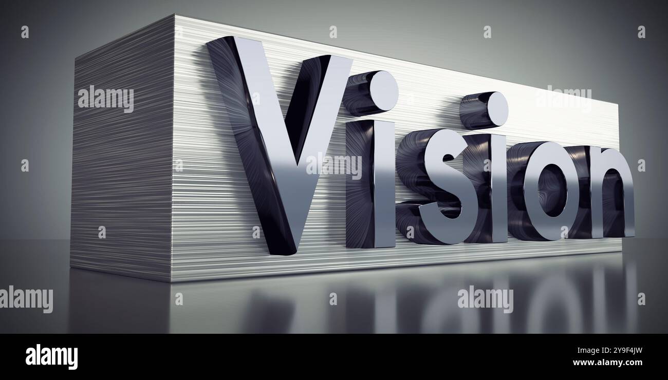 Vision - metal typographical concept - 3D illustration Stock Photo - Alamy