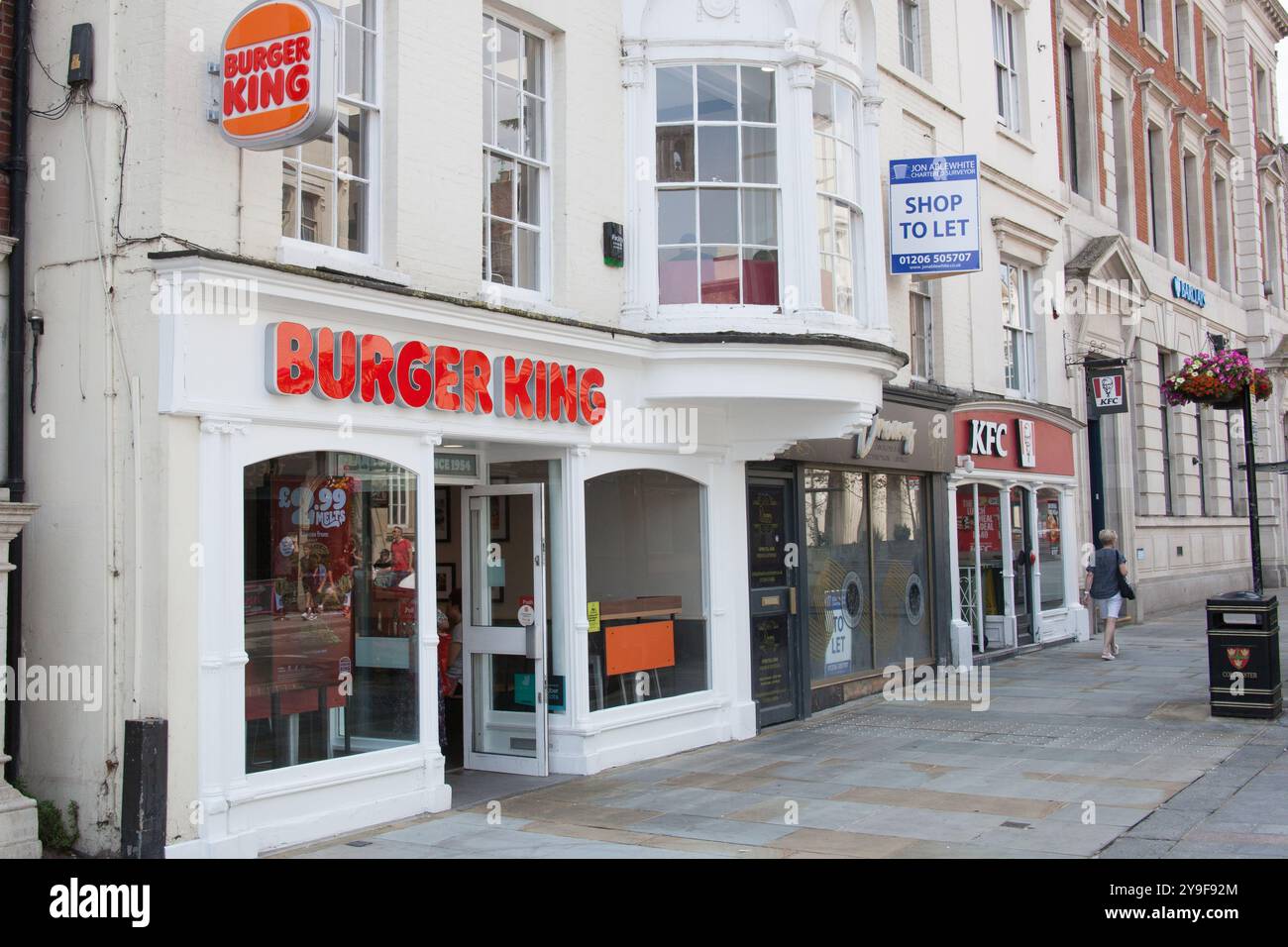 Fastfood chains, Burger King and KFC on the High Street in Colchester ...