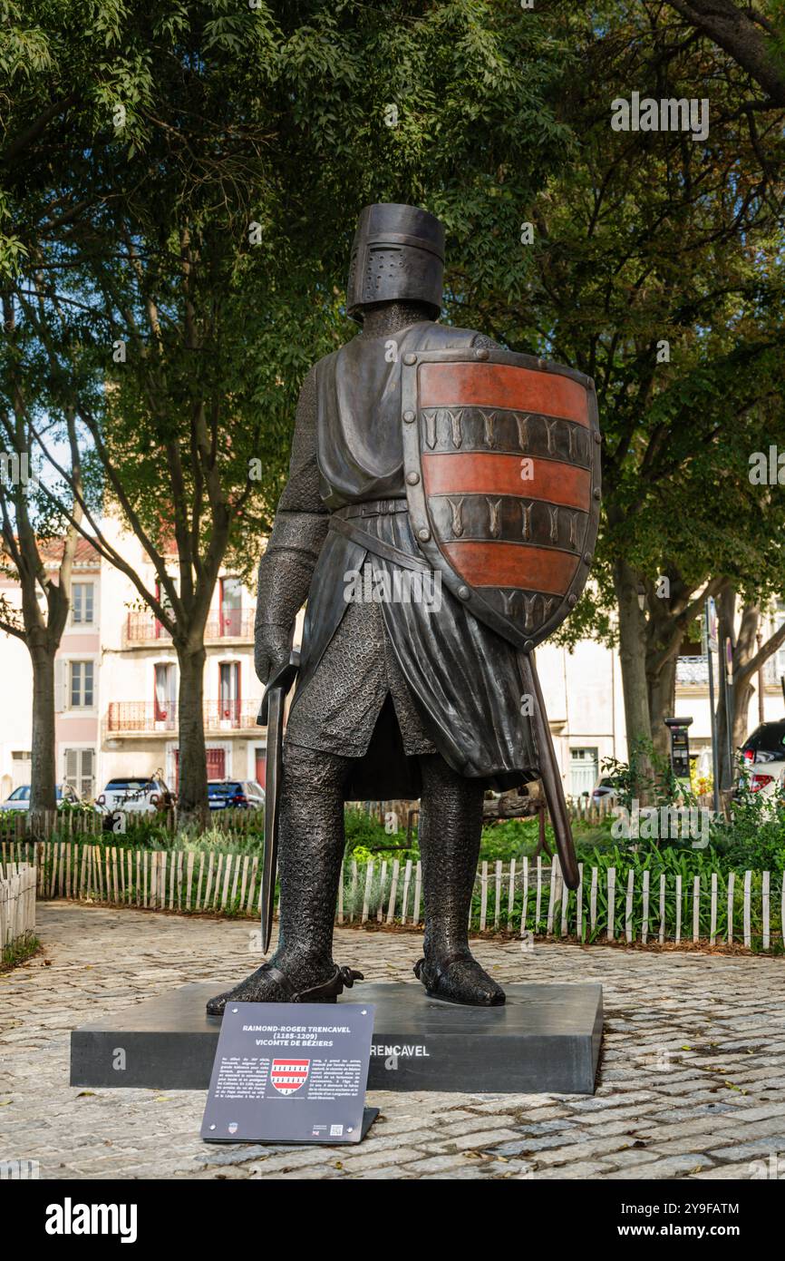Statue celebrating Raymond Roger Trencavel, viscount of Beziers, 1185 ...