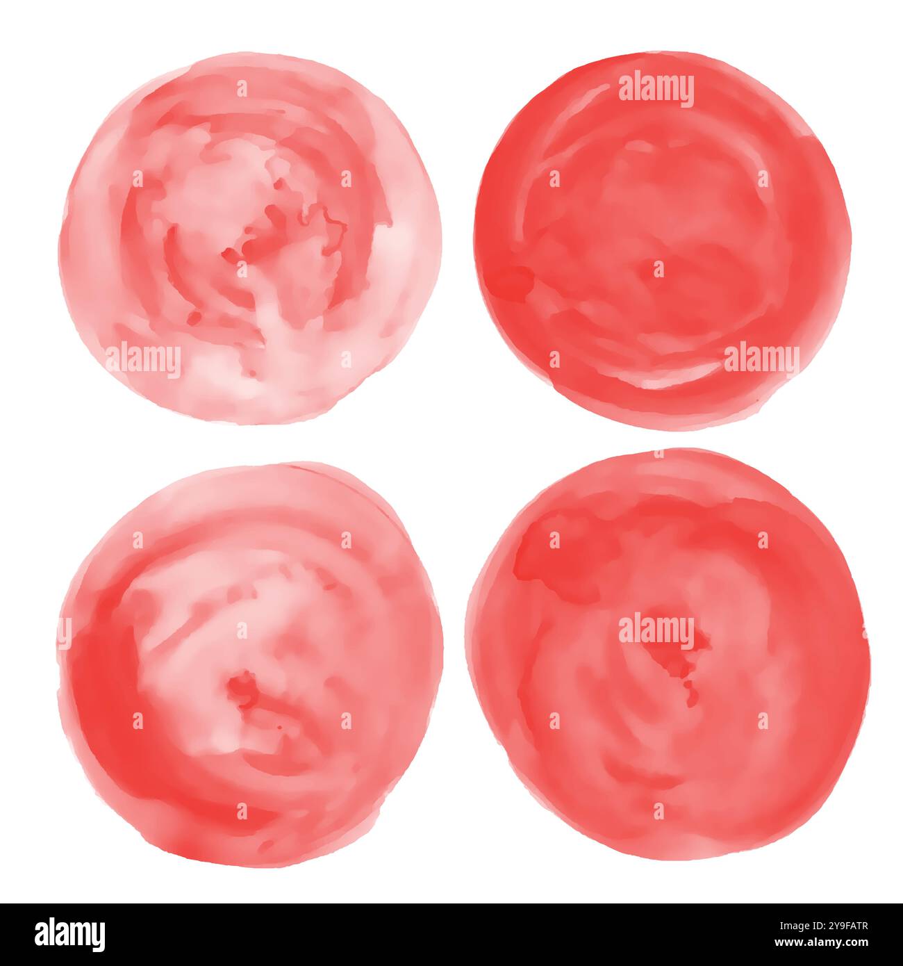 abstract red hand painted circular texture set vector Stock Vector ...