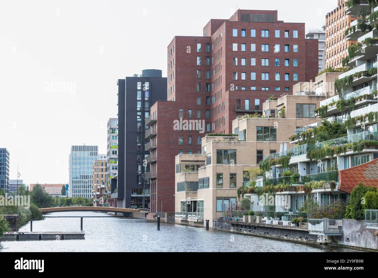 Modern high-rise apartment buildings in the business district - Zuidas ...