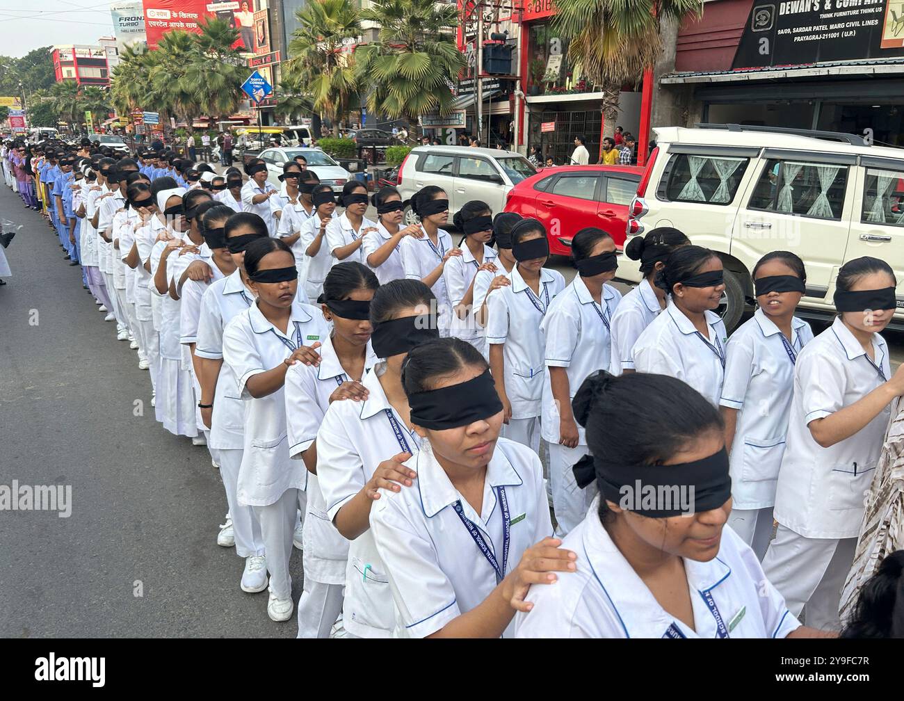 Indian nurses, students of Nazareth hospital wearing black ribbon over ...