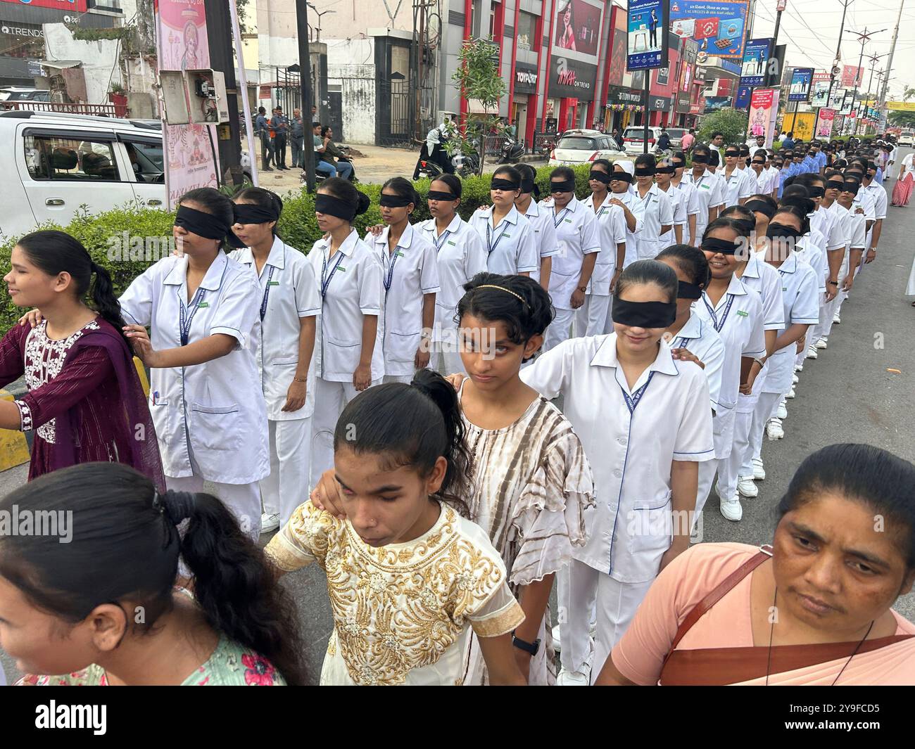 Indian nurses, students of Nazareth hospital wearing black ribbon over ...