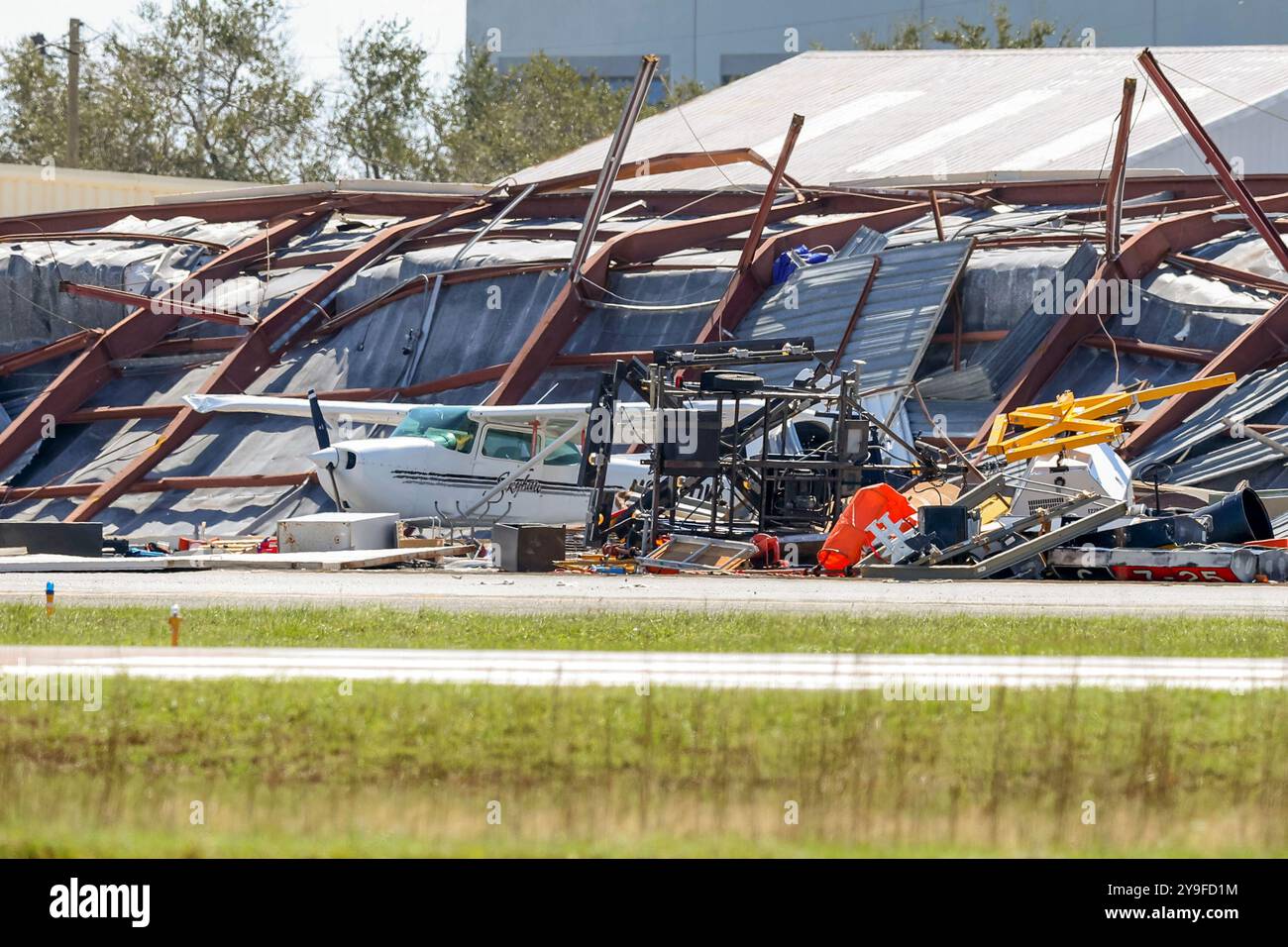 Hangars at Albert Whitted Airport sit damaged by winds from Hurricane ...