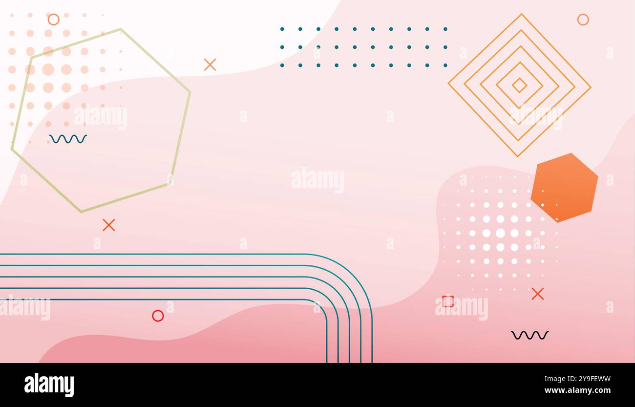 abstract memphis pattern banner with geometric shapes design vector ...