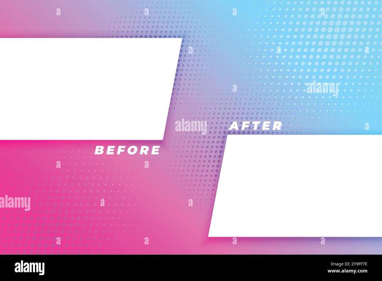 before and after battle concept background with halftone effect vector ...