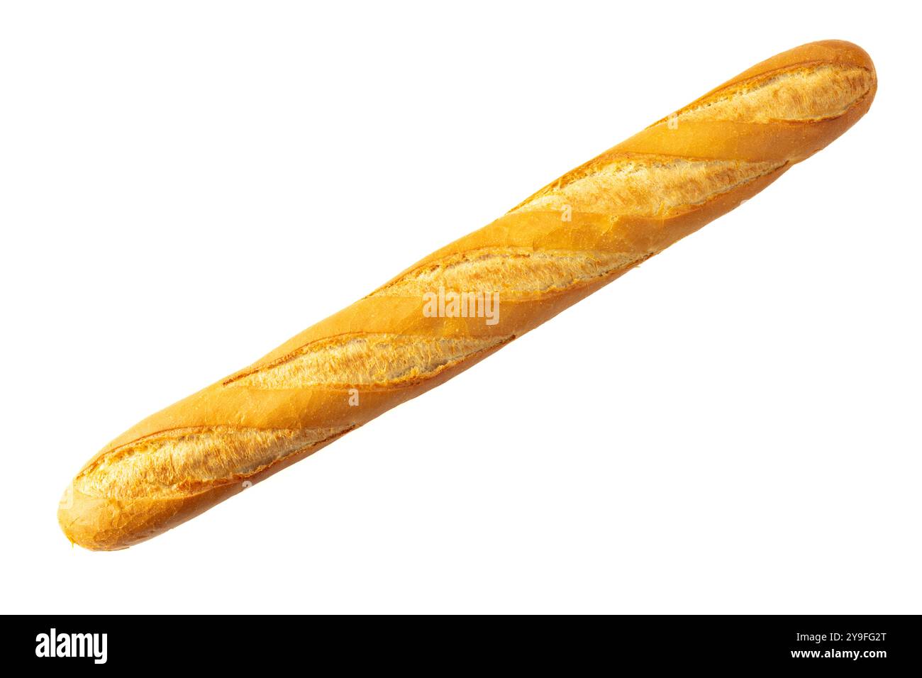 Baguette, crusty French bread loaf, starch food isolated on a white ...