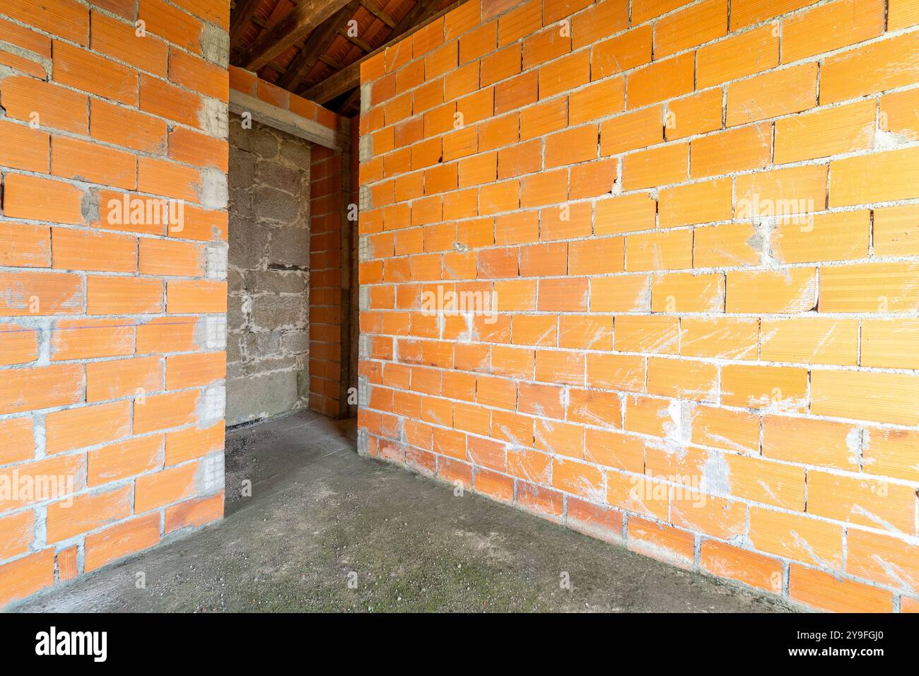 House being build. Interior brick walls. Building and renovating ...