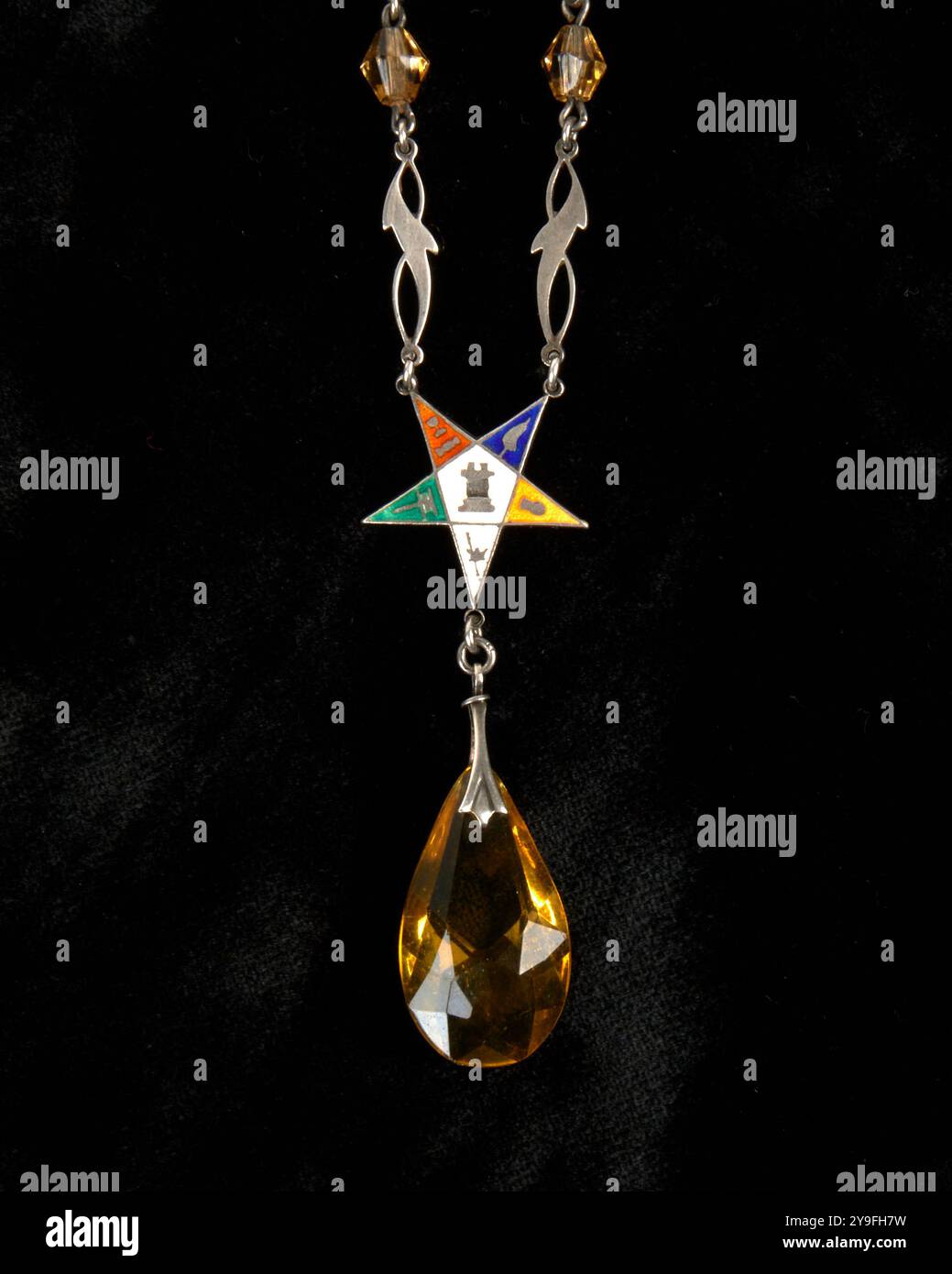 Order of the Eastern Star, Masonic, Silver and Enamel Vintage Necklace ...