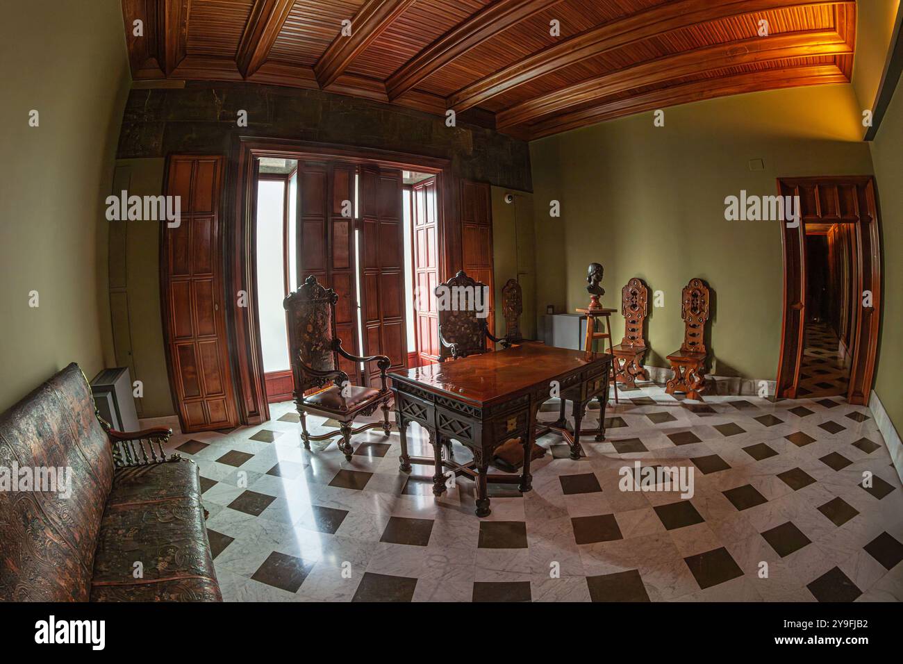 Interior of the Palau Guell designed by architect Antoni Gaudi ...