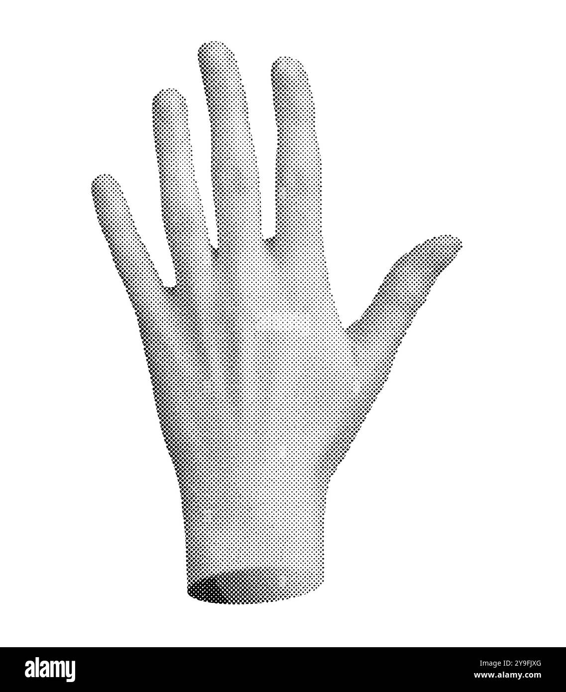 Five fingers stretching up, body sign language. Halftone style vector ...