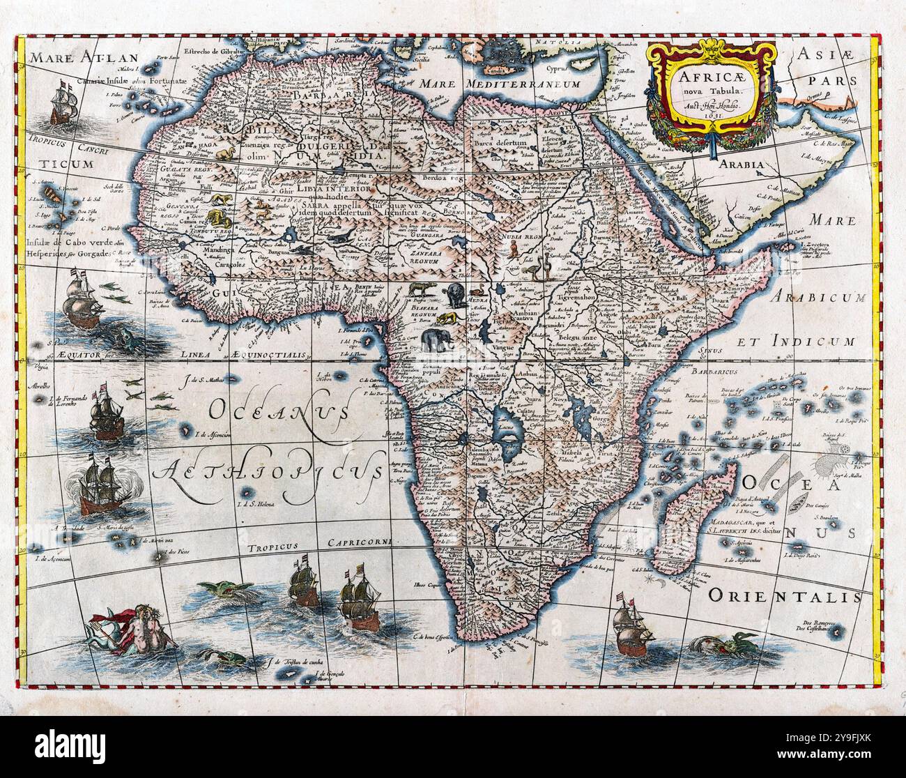 HENRICUS HONDIUS II (1597-1651) Dutch cartographer. Map of Africa 1631 ...