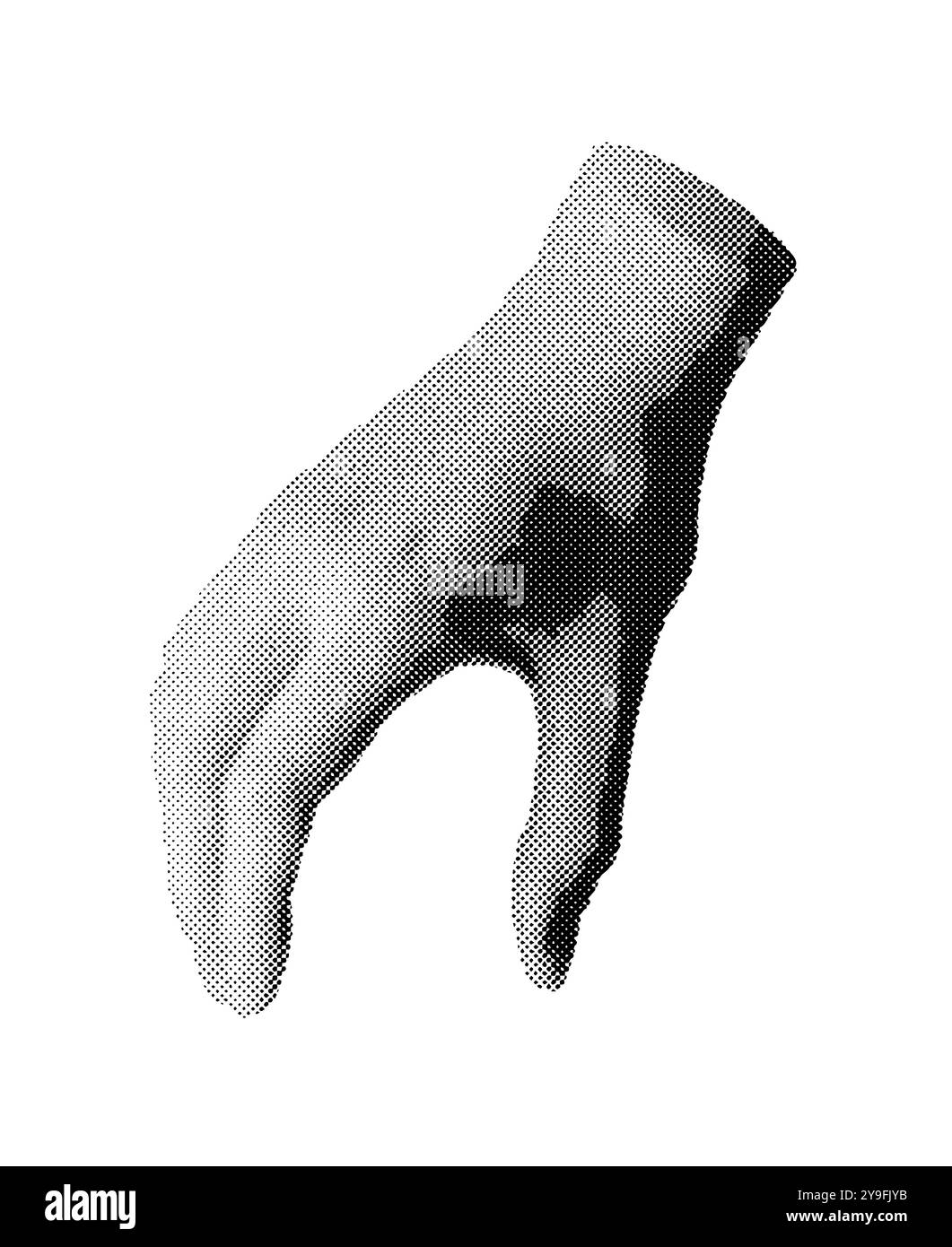 Grabbing, gripping, catching, down gesture, hand sign. Halftone style ...