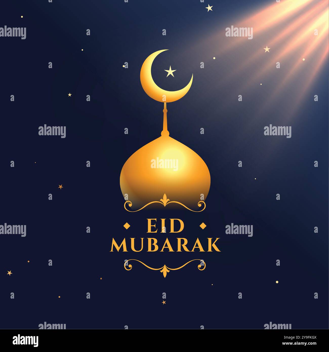 arabic style eid mubarak event background with light effect vector ...