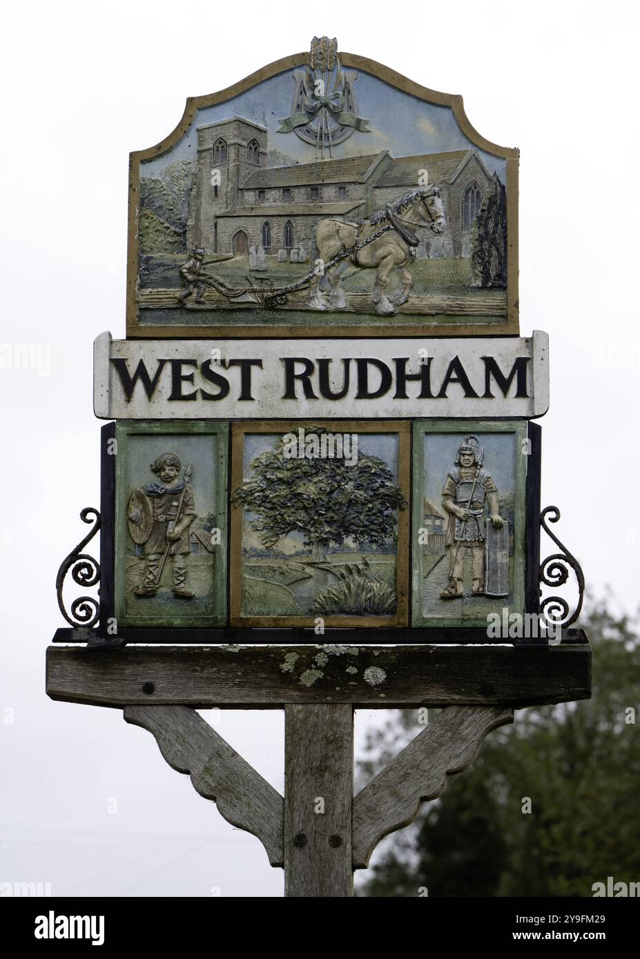 Village name sign for West Rudham, Norfolk, England, UK Stock Photo - Alamy