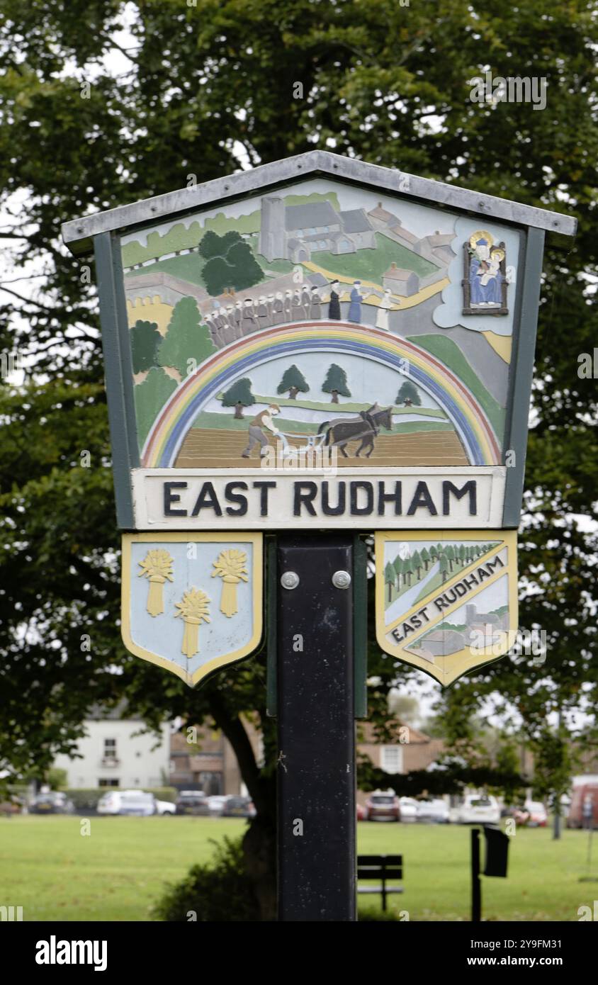 Village name sign for East Rudham, Norfolk, England, UK Stock Photo - Alamy