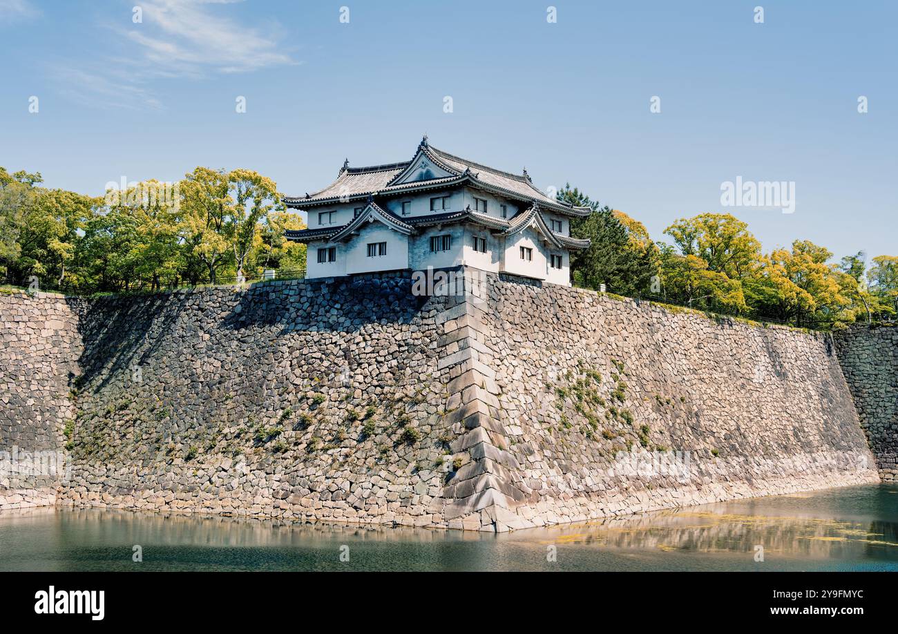 View with Inui-yagura Turret within Osaka Castle, Japan. The massive ...