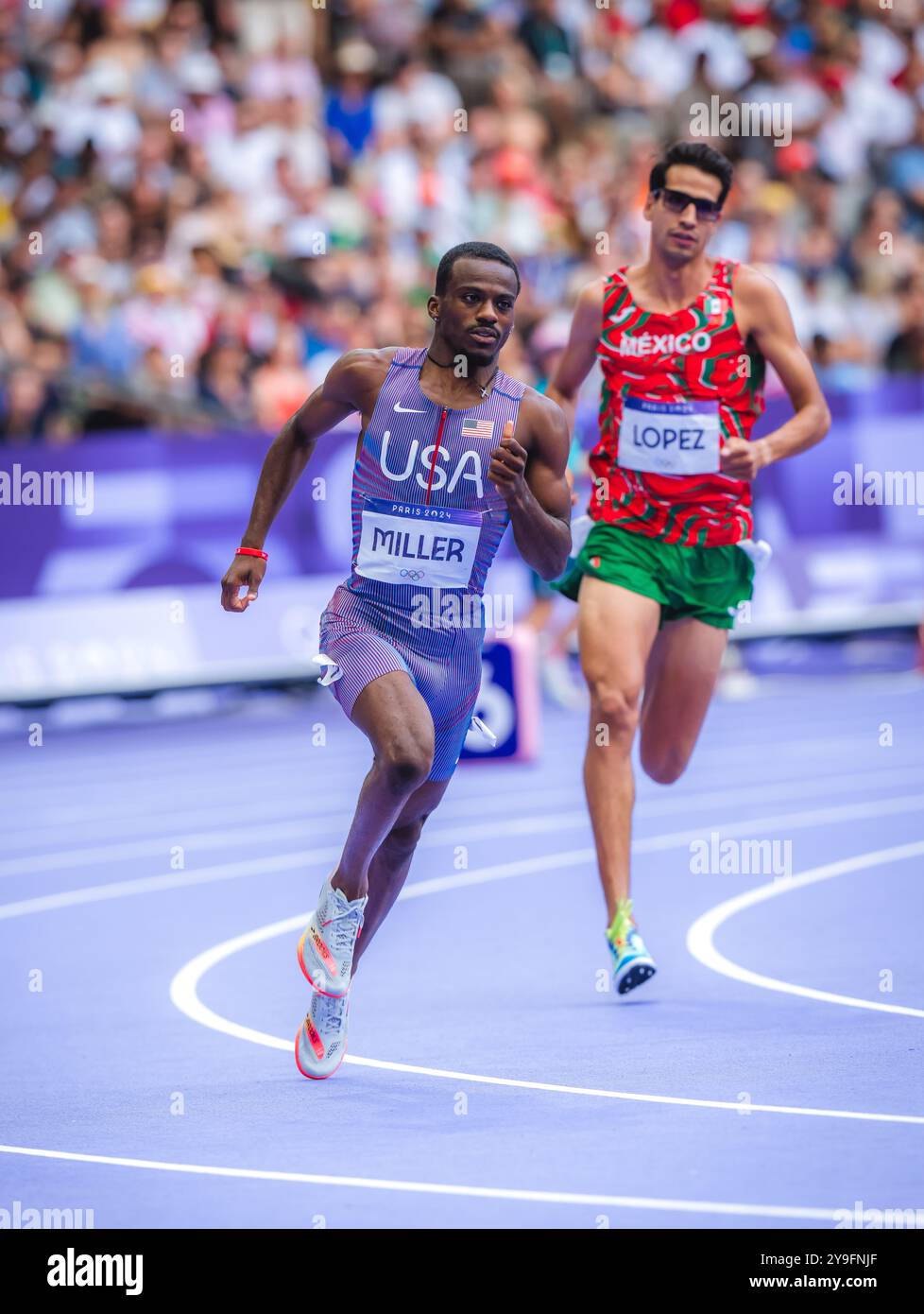Brandon Miller participating in the 800 meters at the Paris 2024 ...