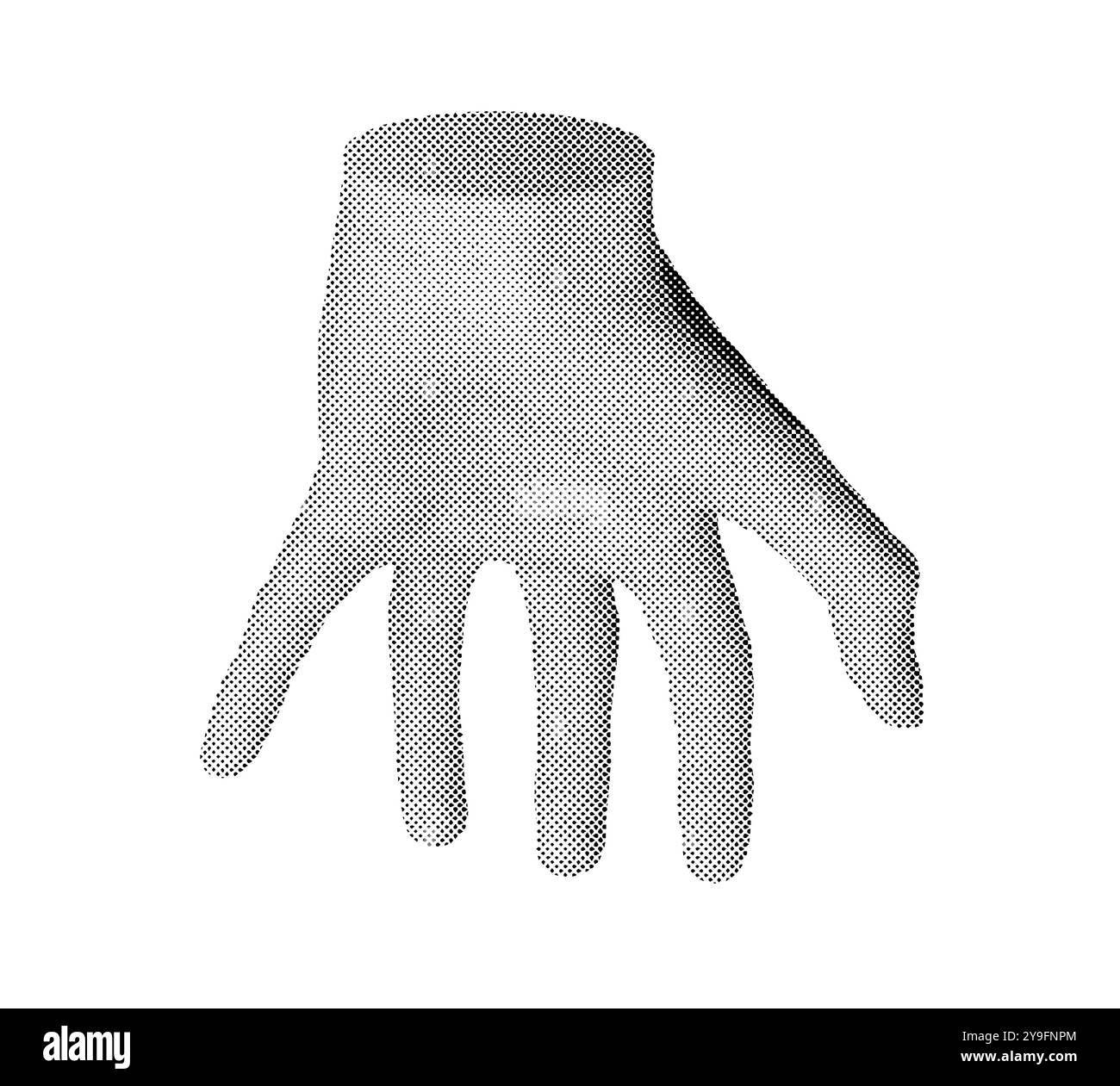 Hand palm, fingers, gesture taking, grabbing, grasping sign. Halftone ...