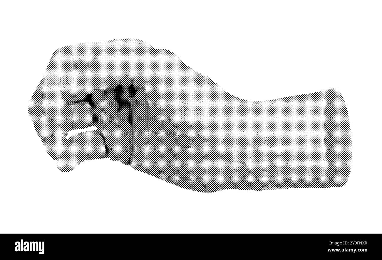 Hand grab, take, hold something invisible. Halftone style vector ...