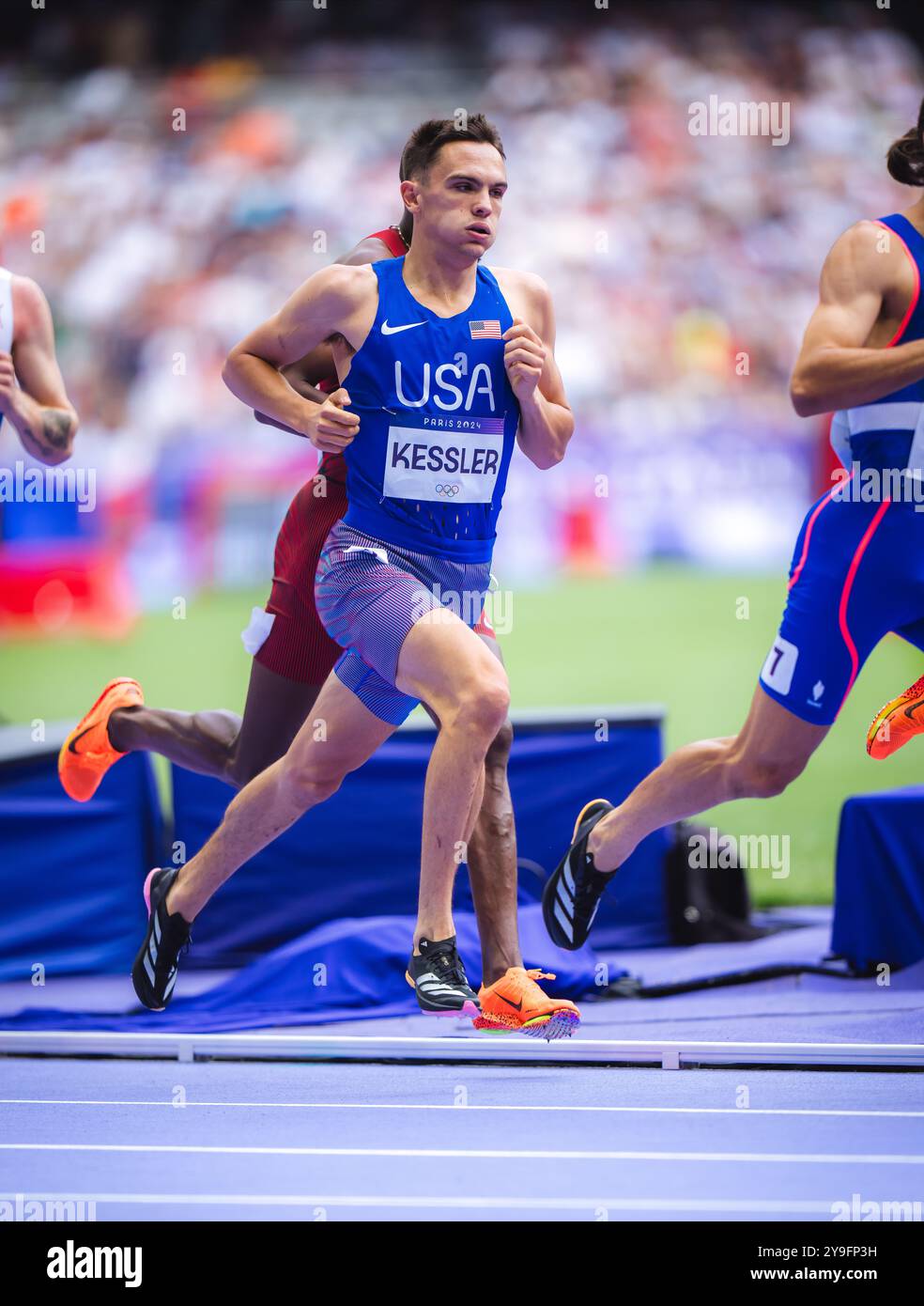 Hobbs Kessler participating in the 800 meters at the Paris 2024 Olympic ...
