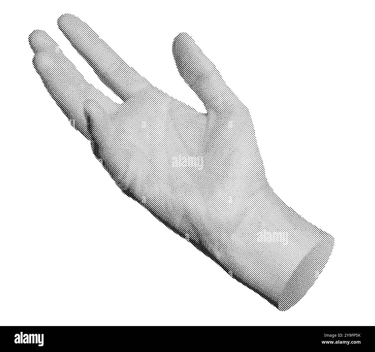 Hand reaching out, palm sign, gesture. Halftone style vector isolated ...
