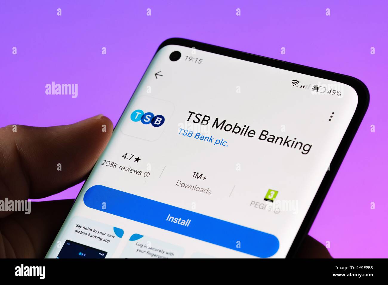 TSB Mobile Banking app installation screen displayed on a smartphone ...