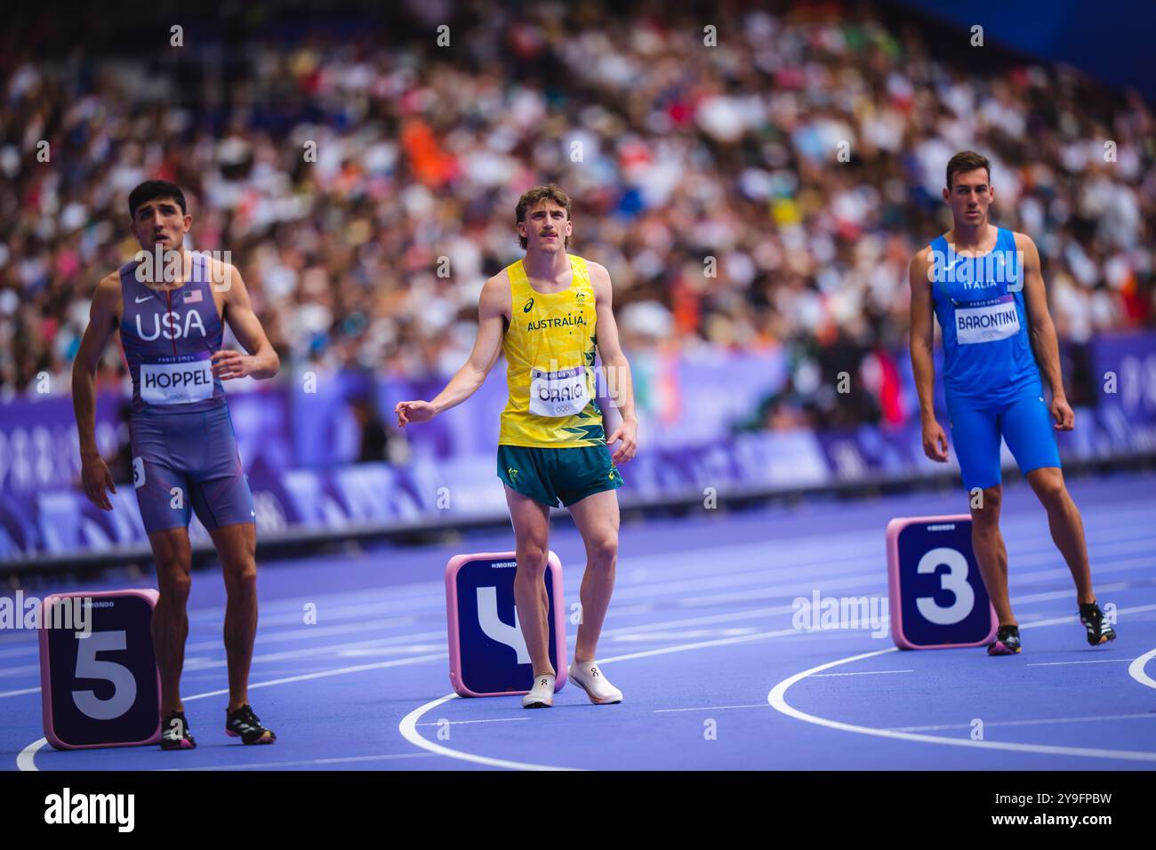 Peyton Craig participating in the 800 meters at the Paris 2024 Olympic ...