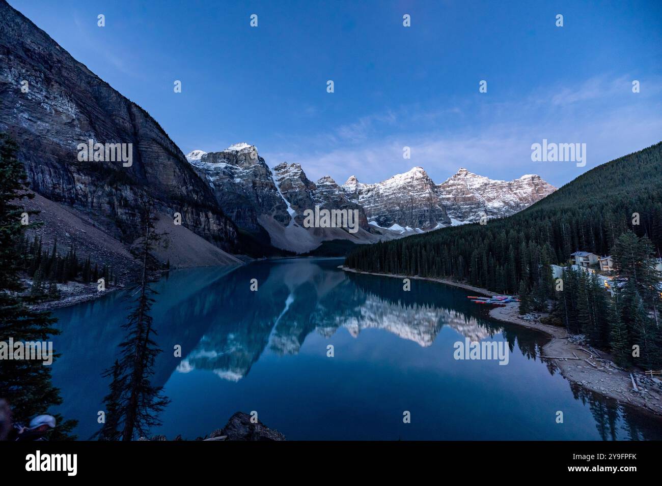 Incredible sunrise scenes at Moraine Lake, Banff National Park during ...