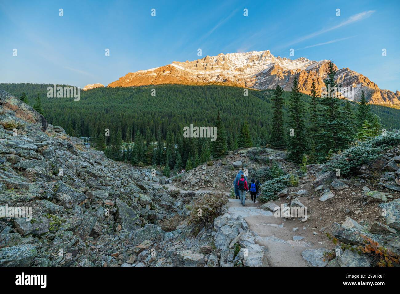 Incredible sunrise scenes at Moraine Lake, Banff National Park during ...