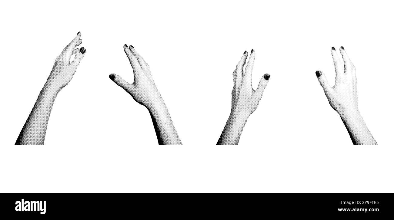 Hands reaching out with an open palm as if grabbing or catching ...