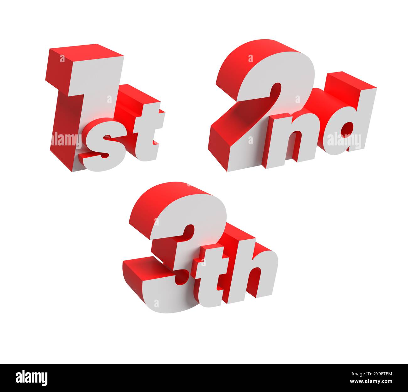 3d sign first third second on white background Stock Photo - Alamy