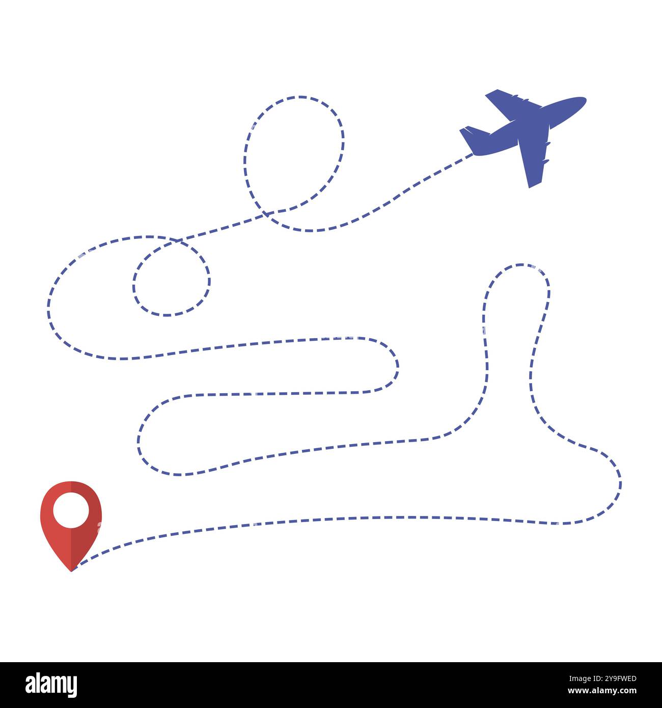 plane line path icon of air plane flight route with start point and ...