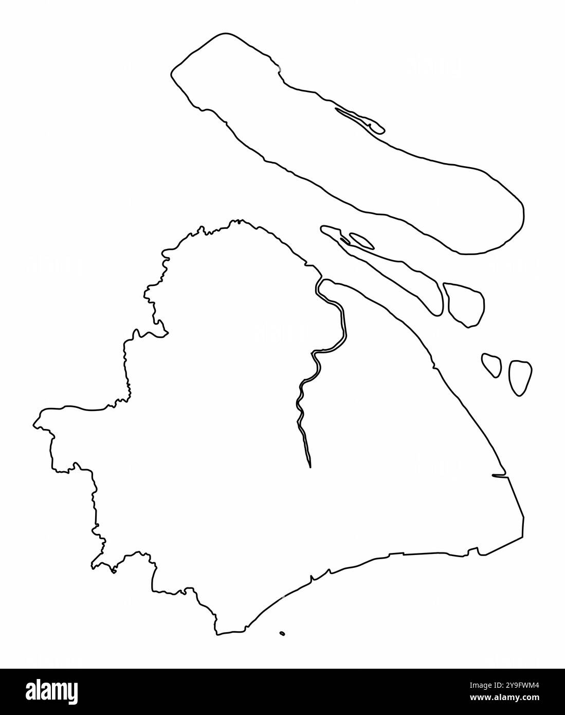 Shanghai outline map isolated on white background, China Stock Vector ...