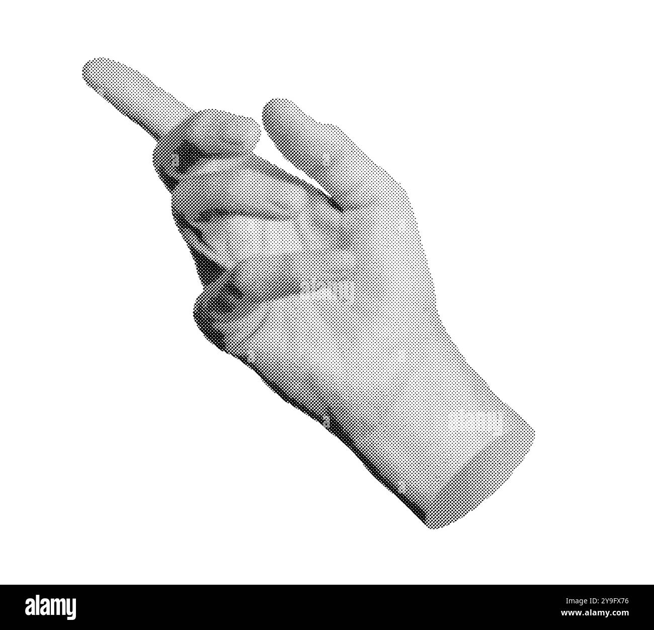Index finger pointing, indicating. Pointer. Halftone old style vector ...