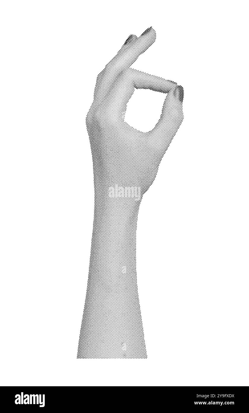ok gesture sign, okay gesture. Halftone style vector isolated on white ...