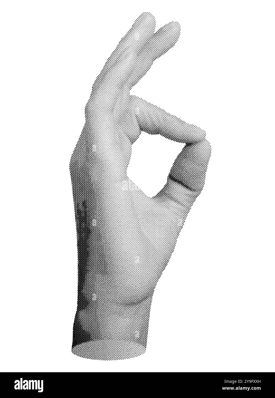 ok gesture sign, okay gesture. Halftone style vector isolated on white background Stock Vector ...