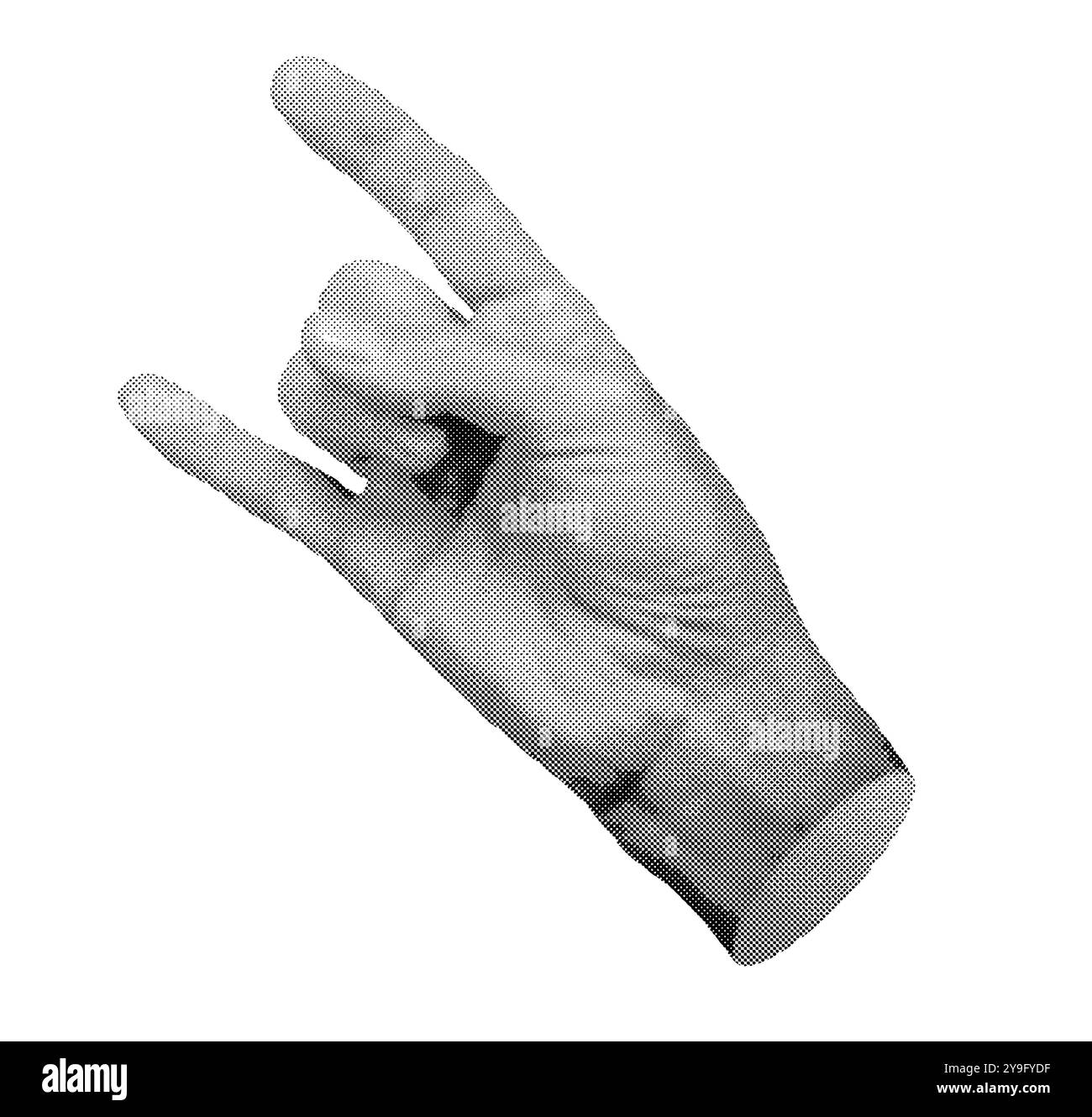 Rock fingers, horns, hand gesture, sign. Halftone style vector isolated ...