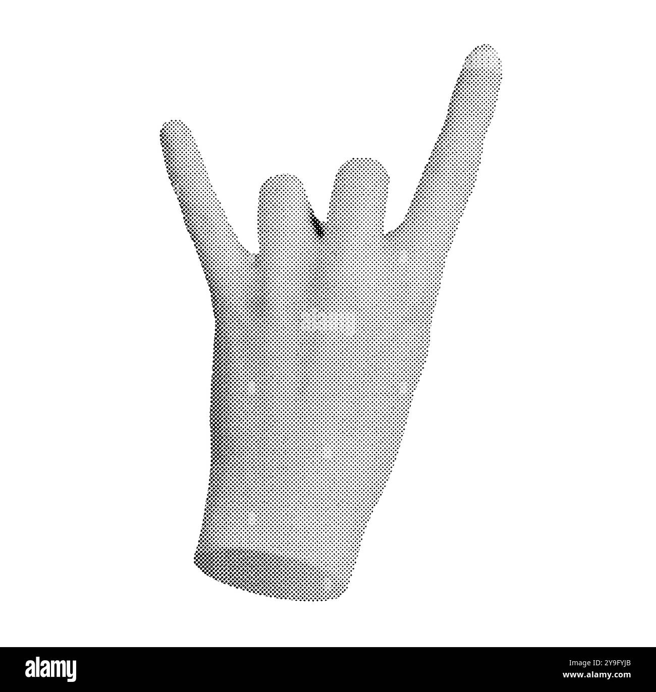 Rock fingers, horns, sign. Halftone style vector isolated on white ...