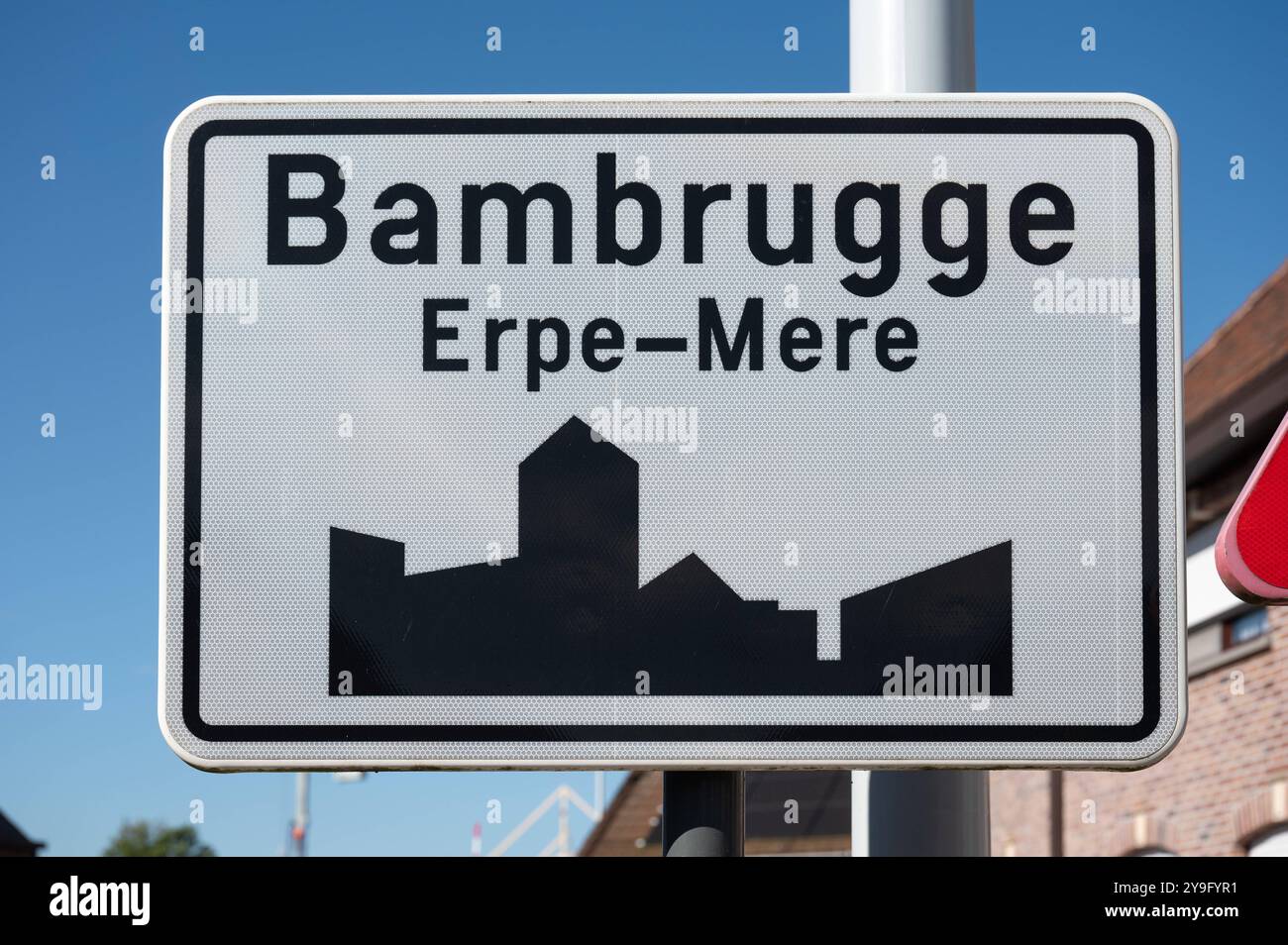 Road sign of the village of Bambrugge, Erpe-Mere, East Flanders, Belgium, OCT 6, 2024 Stock ...