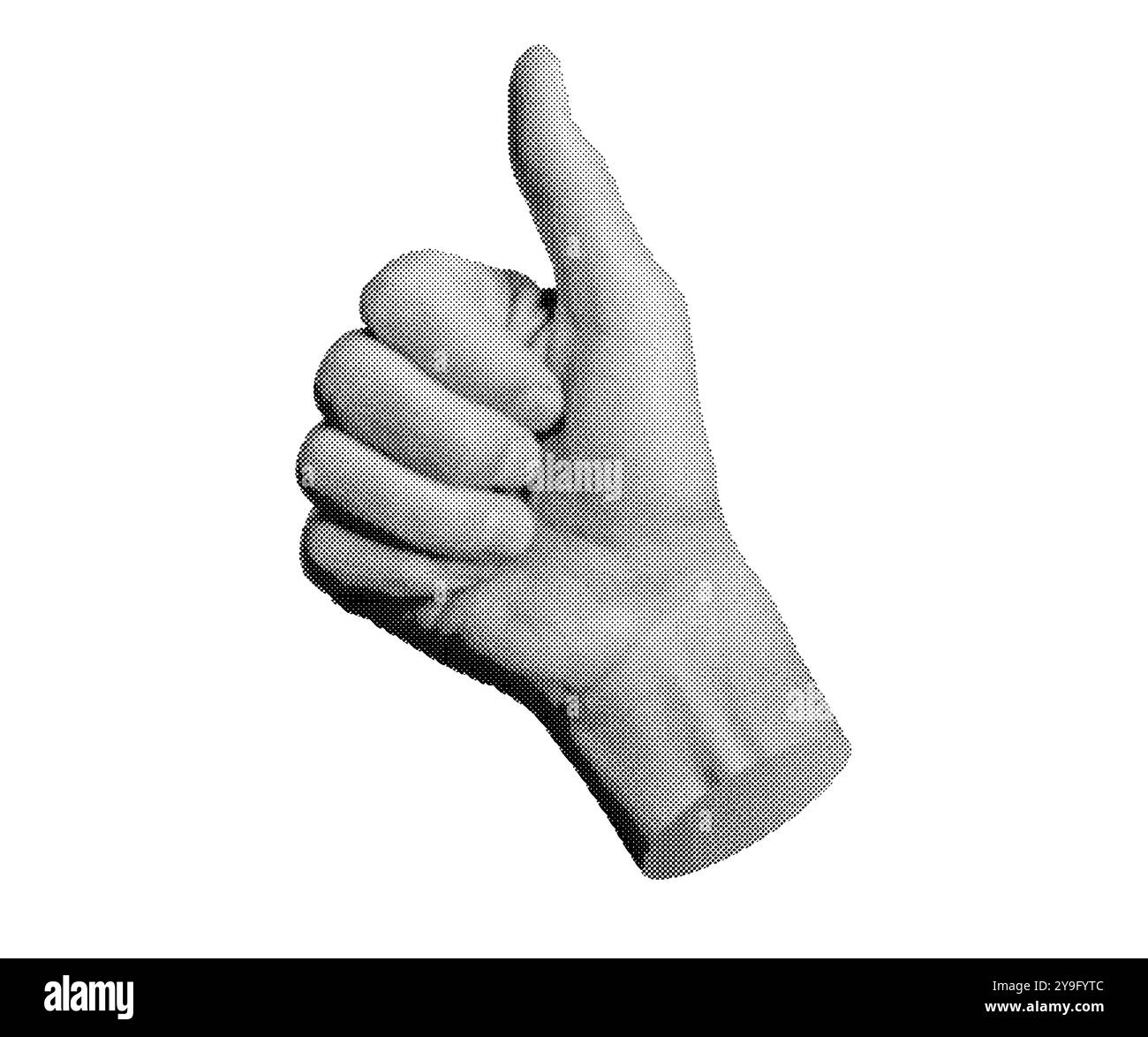 Thumb up gesture, hand showing good, finger like, yes okay. Halftone ...