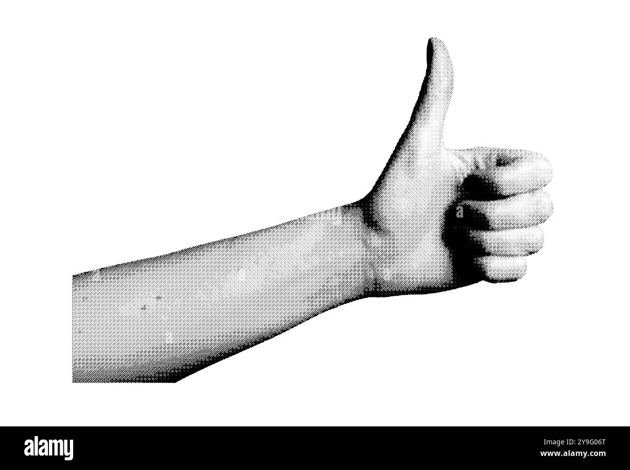 thumbup approve, thumb up sign. Halftone style vector isolated on white ...
