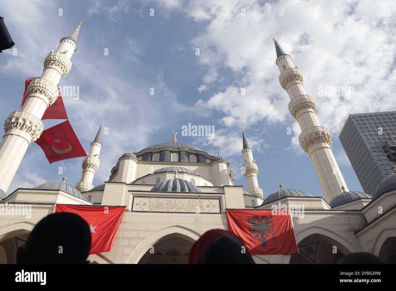 Turkish and an Albania flag fly during the inauguration of The Turkish ...