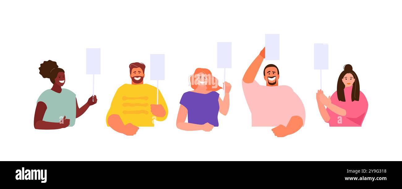 Smiling people jury with rating plates vector illustration Stock Vector ...