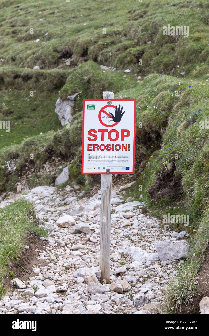 Stop erosion sign Stock Photo - Alamy
